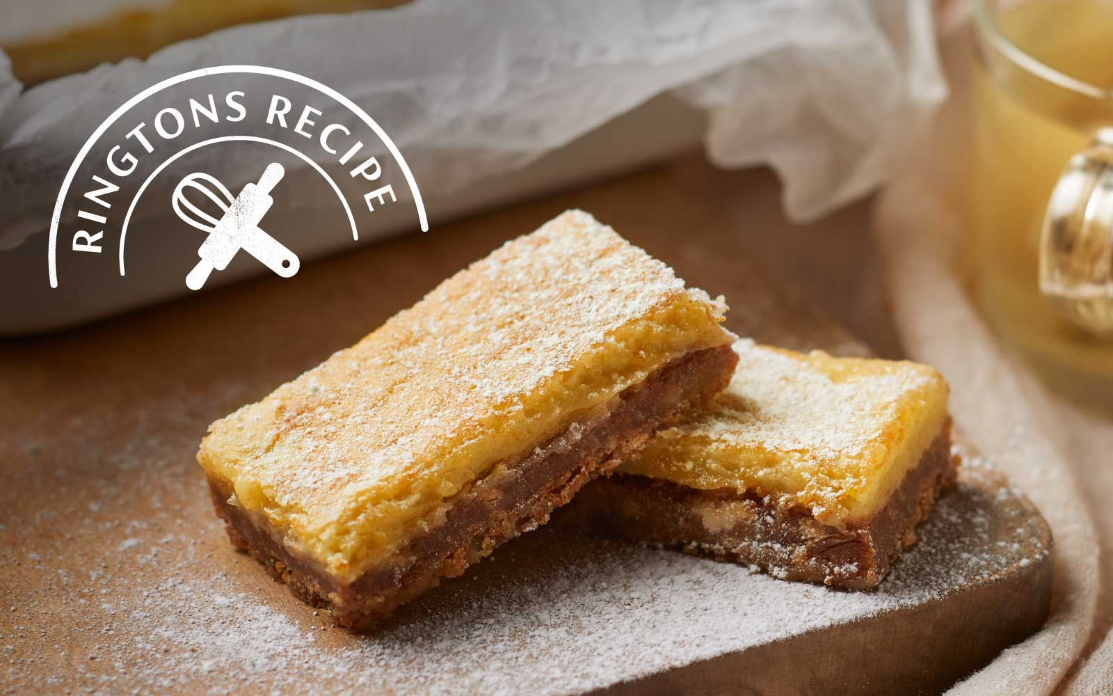 Ringtons Recipe - Lemon, White Chocolate & Ginger Snap Biscuit Bars